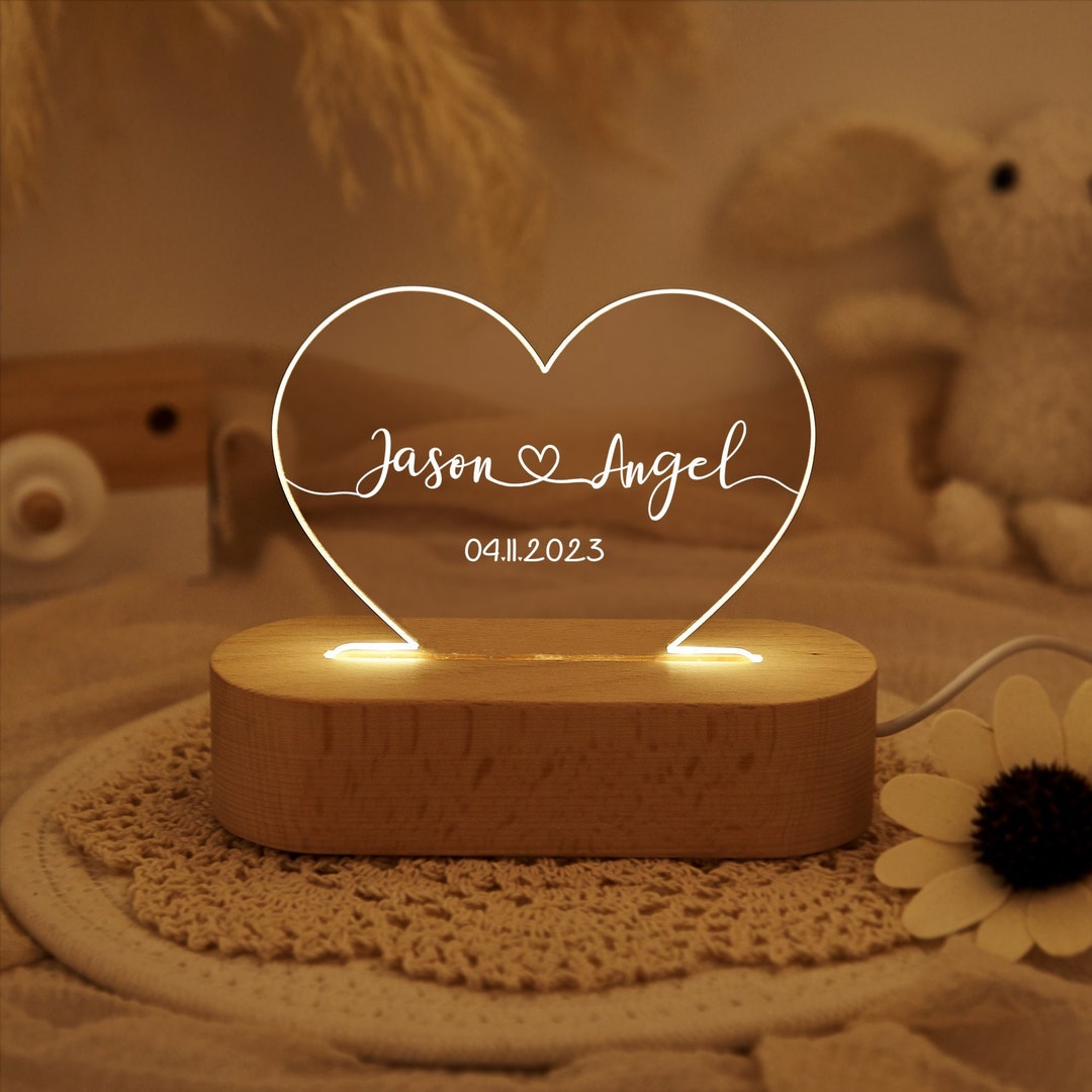 Personalized Night Light for Couple, Custom Night Light as Valentines ...