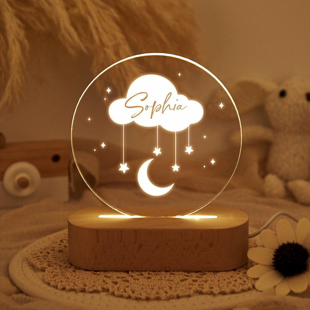 Baby Moon and Stars Night Light,kids Night Light,custom Name Night Lamp ...