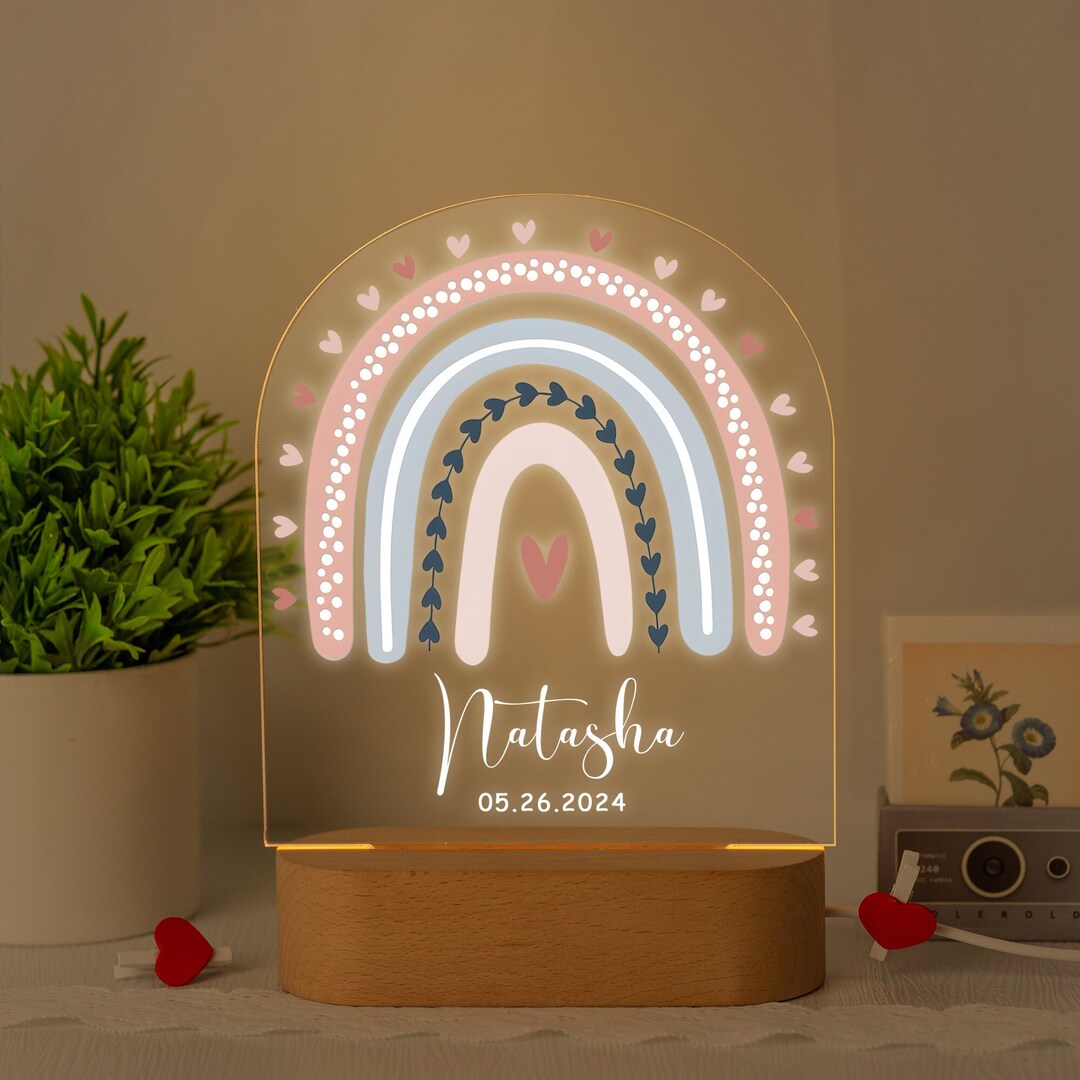 Personalized Baby Night Light,baby Birth Gift,custom Rainbow Night ...
