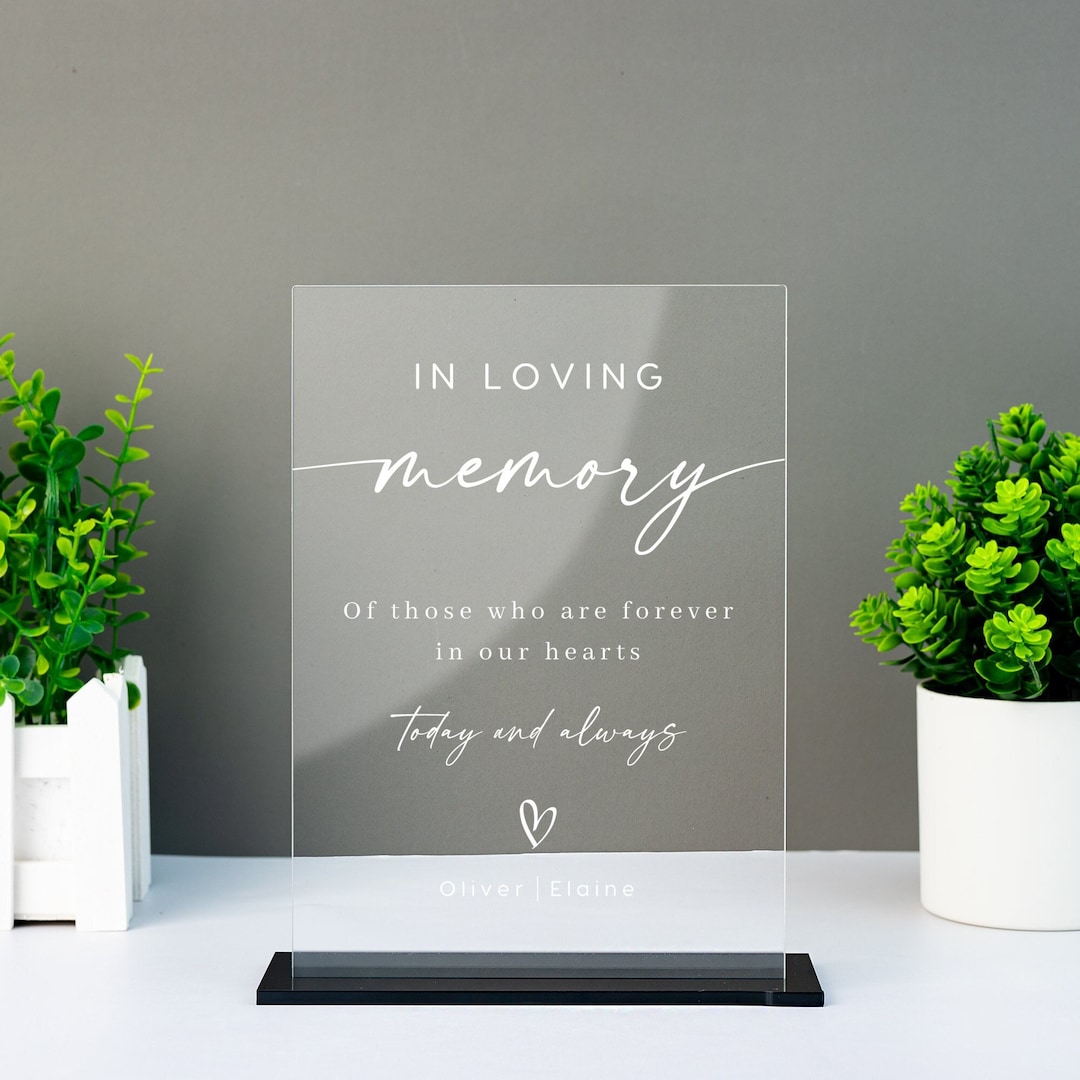 Personalized Memorial Acrylic Plaque,in Loving Memory Table Sign,custom ...
