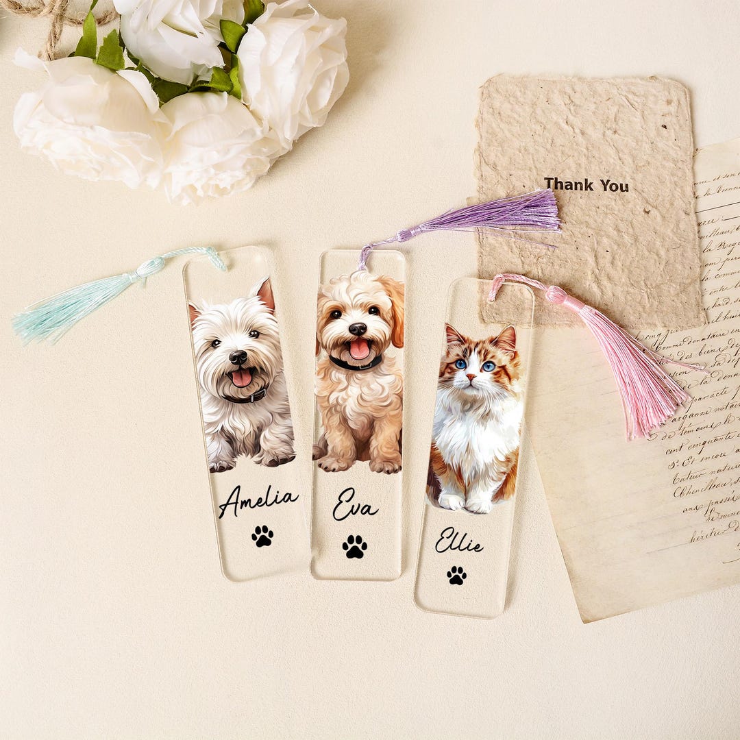 Personalized Pet Portrait Bookmarks,custom Cat & Dog Photo Bookmarks ...