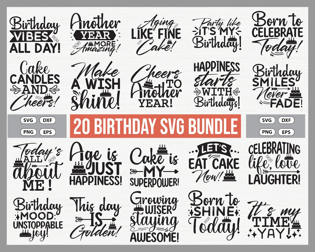 Birthday Svg Bundle, Birthday Png, Birthday Svg, Birthday Cut File ...