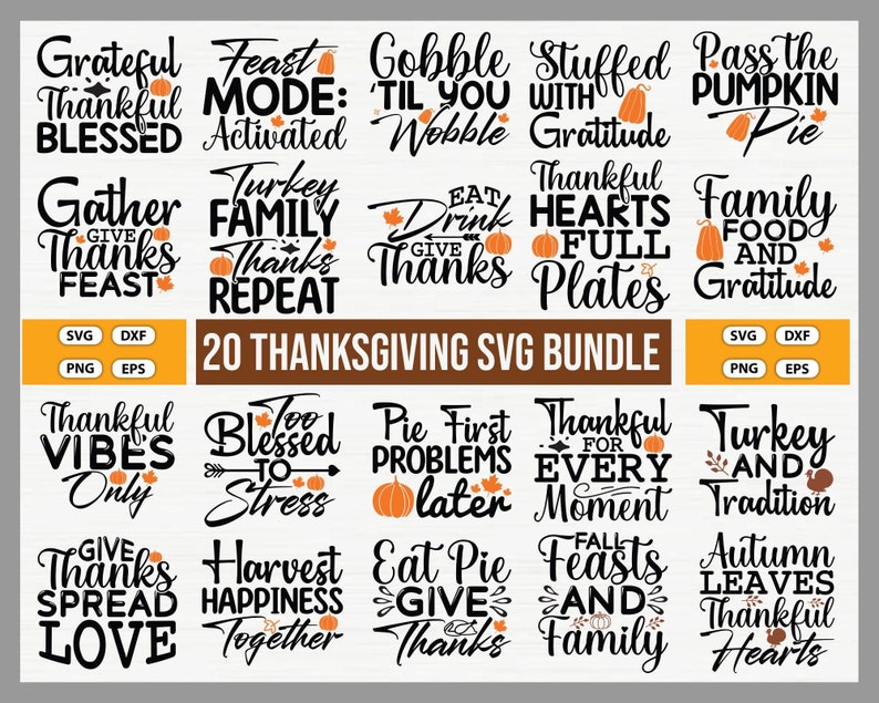 Thanksgiving SVG Bundle, Fall Quotes, Turkey Day Designs - Etsy