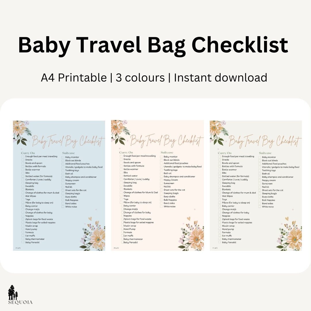 Baby Travel Bag Checklist - Etsy