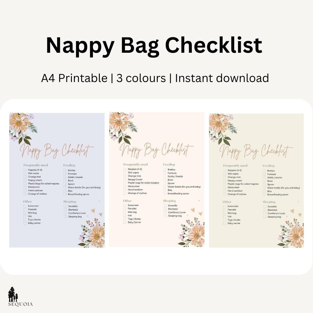 Nappy Bag Checklist - Etsy