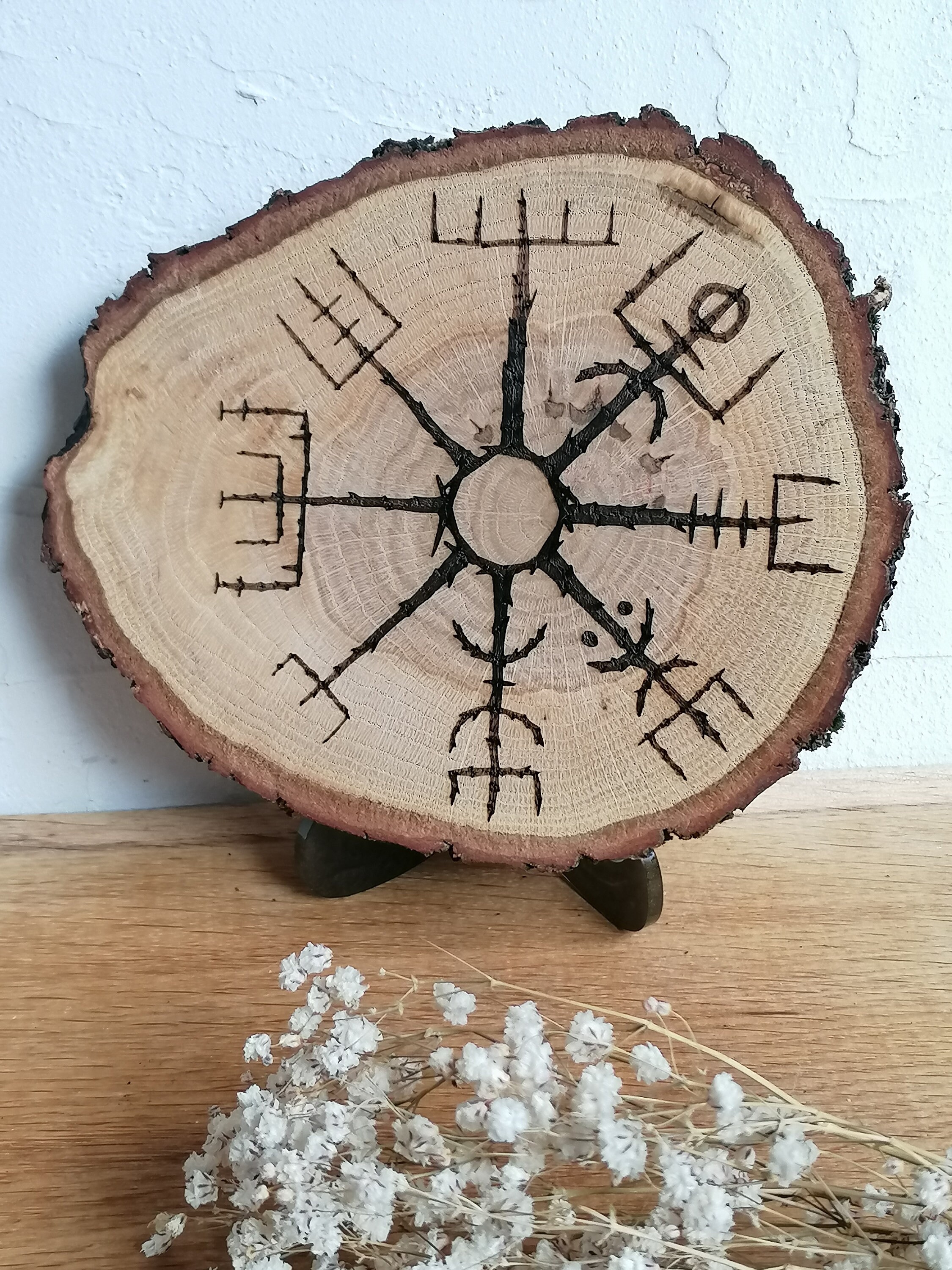 Vegvisir Futhark Runes Oak Tree Disc - Etsy