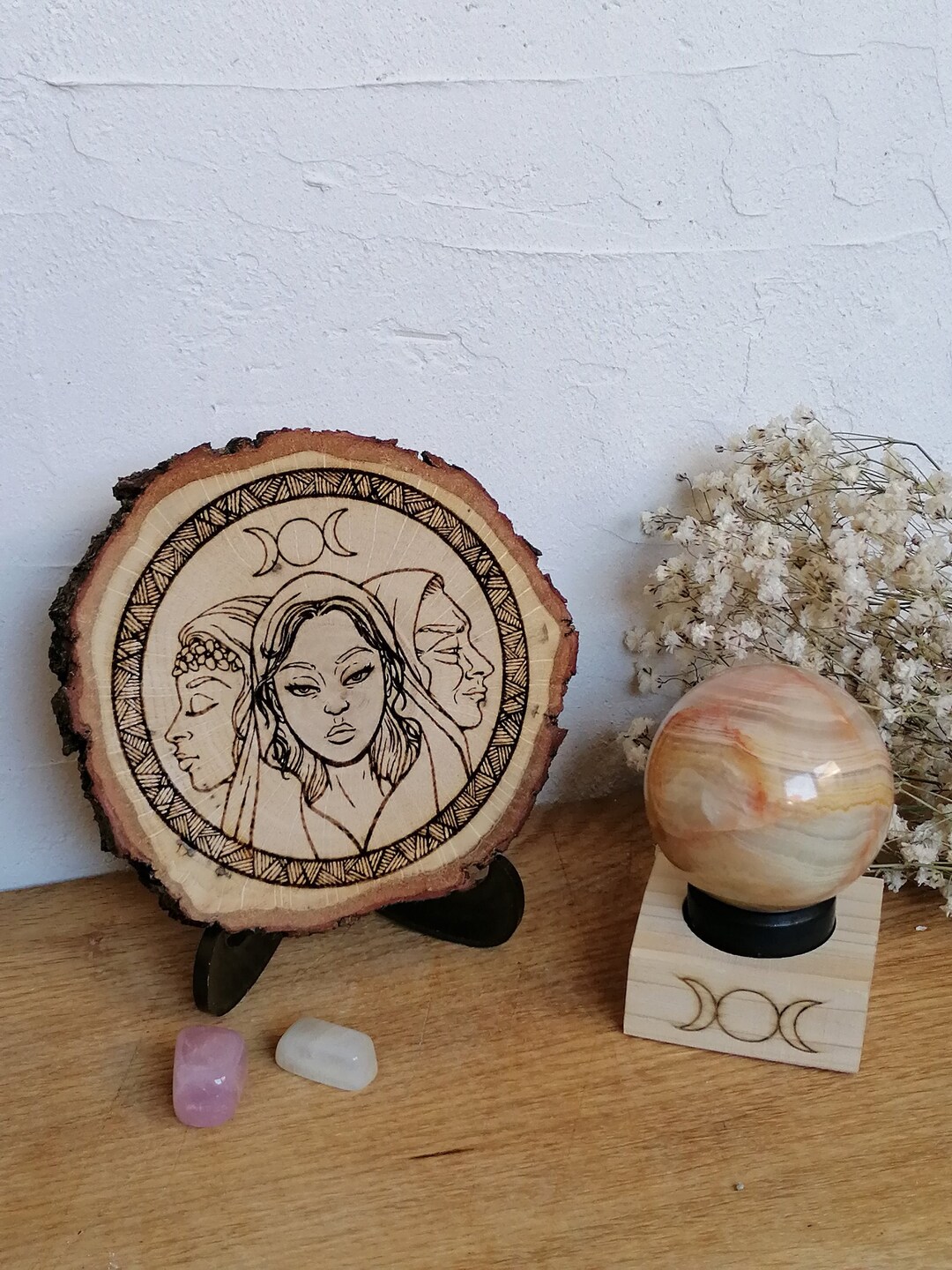 Triple Goddess Hekate Hecate Engraving Tree Disc Altar Triple Goddess ...