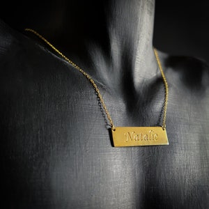 Custom Name 14K Gold Bar Necklace - Personalized Bar Necklace - Gold ...