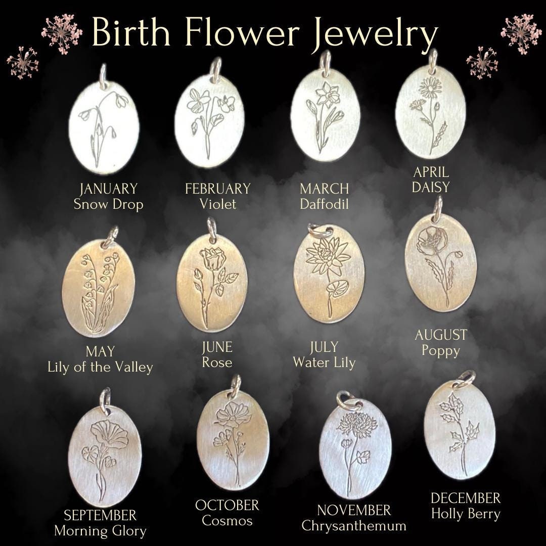 Birth Flower Necklace | Birth Flower Jewelry | Personalized Birth Month ...