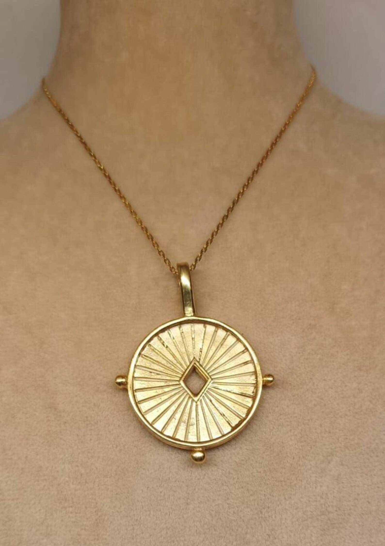 Sunbeam Pendant Necklace 925 Sterling Silver 14K Gold Sunshine Pendant ...