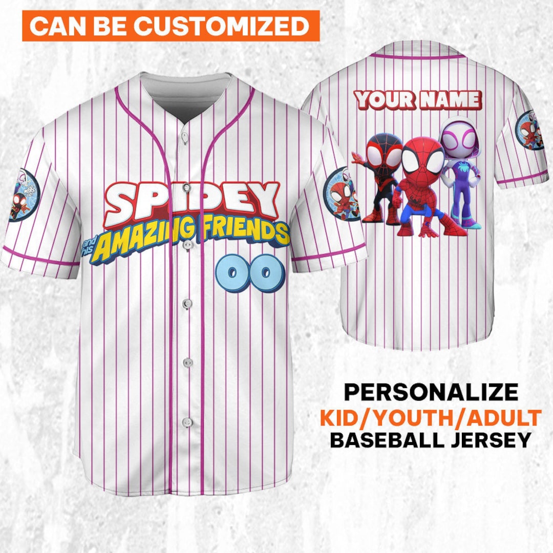 Personalize Spidey and His Amazing Friends Funny White Pink Jersey ...