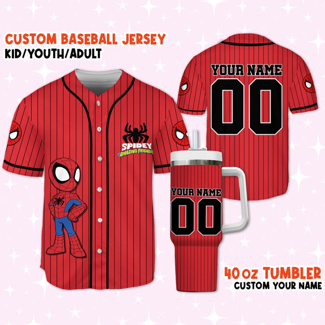 Personalize Spidey and His Amazing Friends Red Jersey, Disney Baseball ...