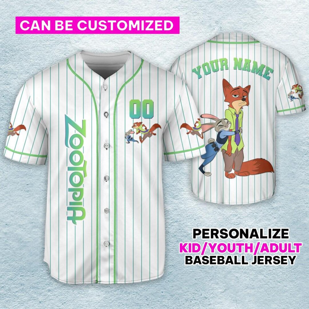 Custom Zootopia Nick Wilde and Judy Hopps Baseball Jersey, Disney ...