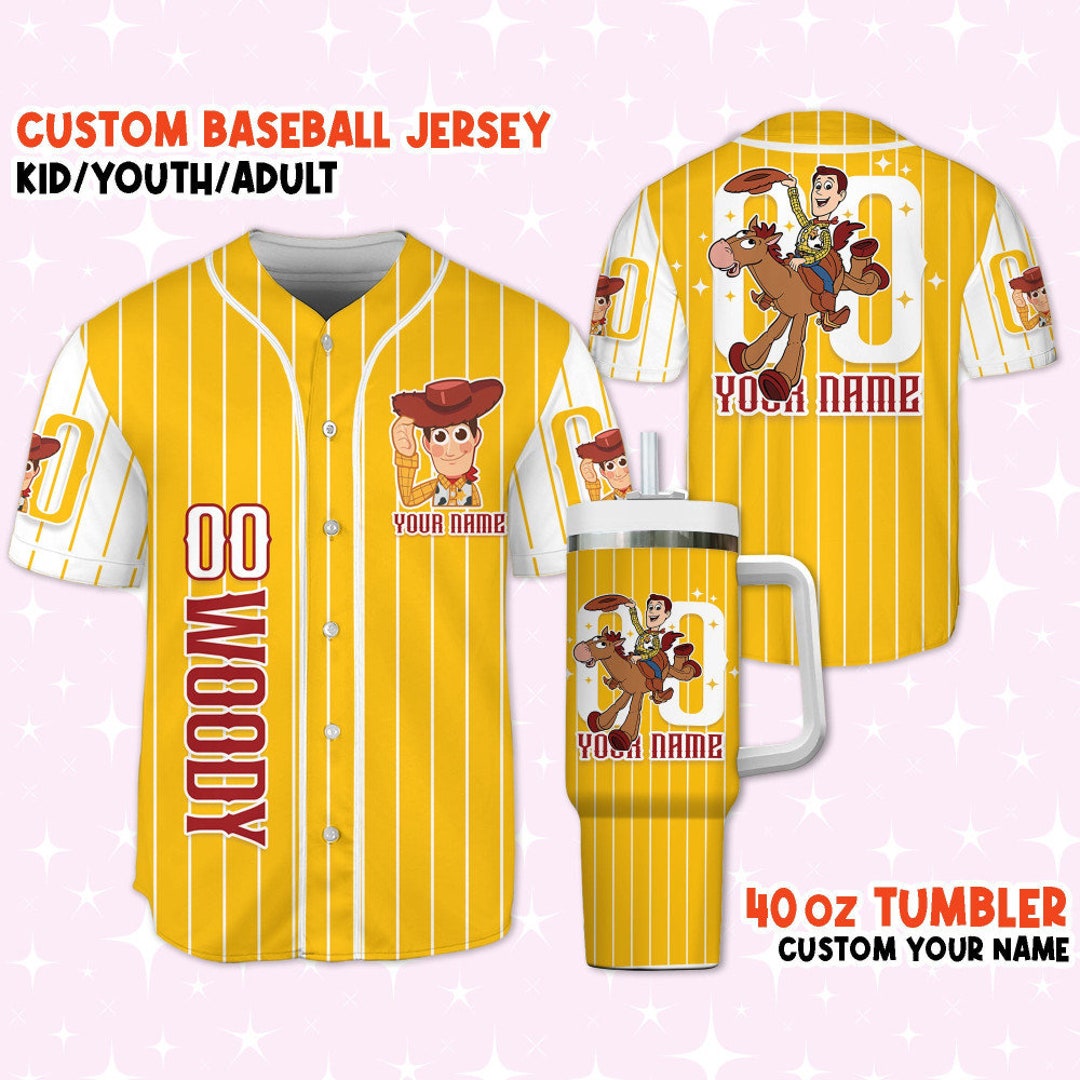 Personalize Woody Toy Story Yellow Jersey, Custom Kid Youth Adult ...
