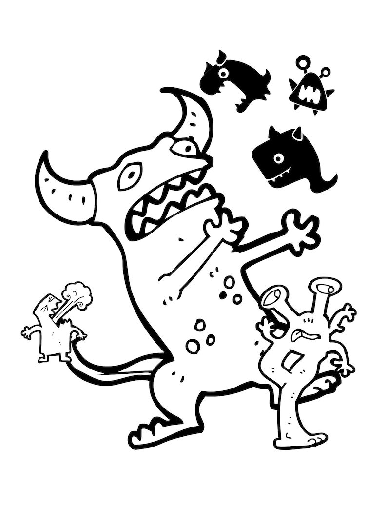 Printable Monsters Coloring Pages Format A4, Creative Activity for ...