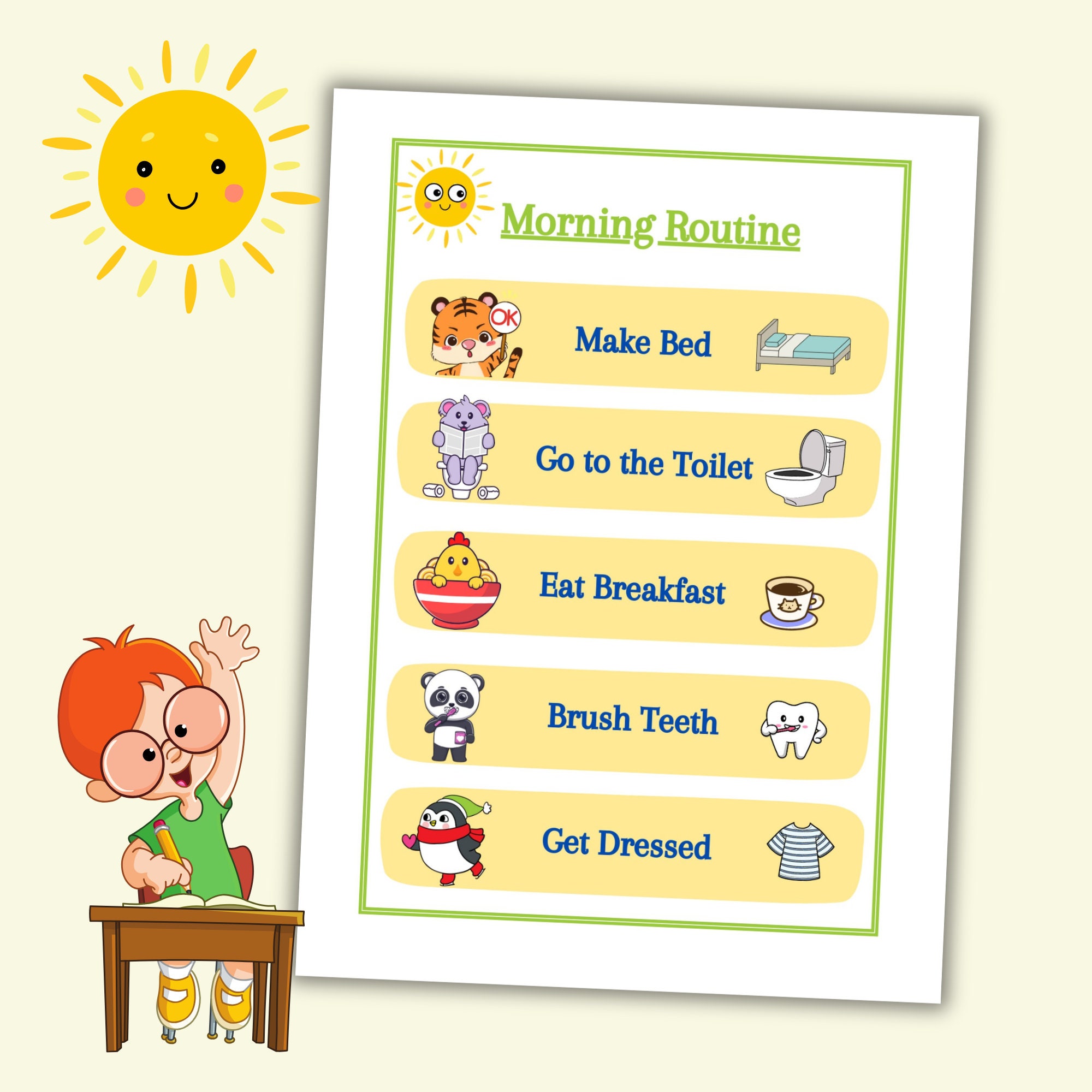 Routine Charts Before Going to School and to Sleep the Evening ...