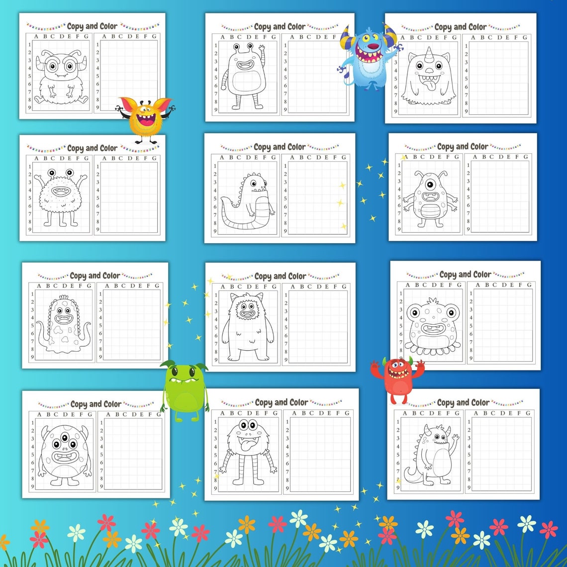 How to Draw Funny Monsters Grid Method for Kids Kids - Etsy Canada