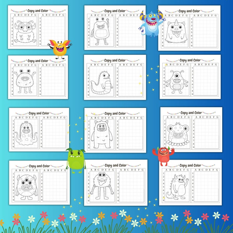How to Draw Funny Monsters, Grid Method for Kids, Kids Activities ...