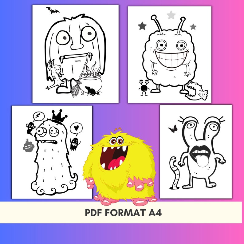 Printable Monsters Coloring Pages Format A4, Creative Activity for ...