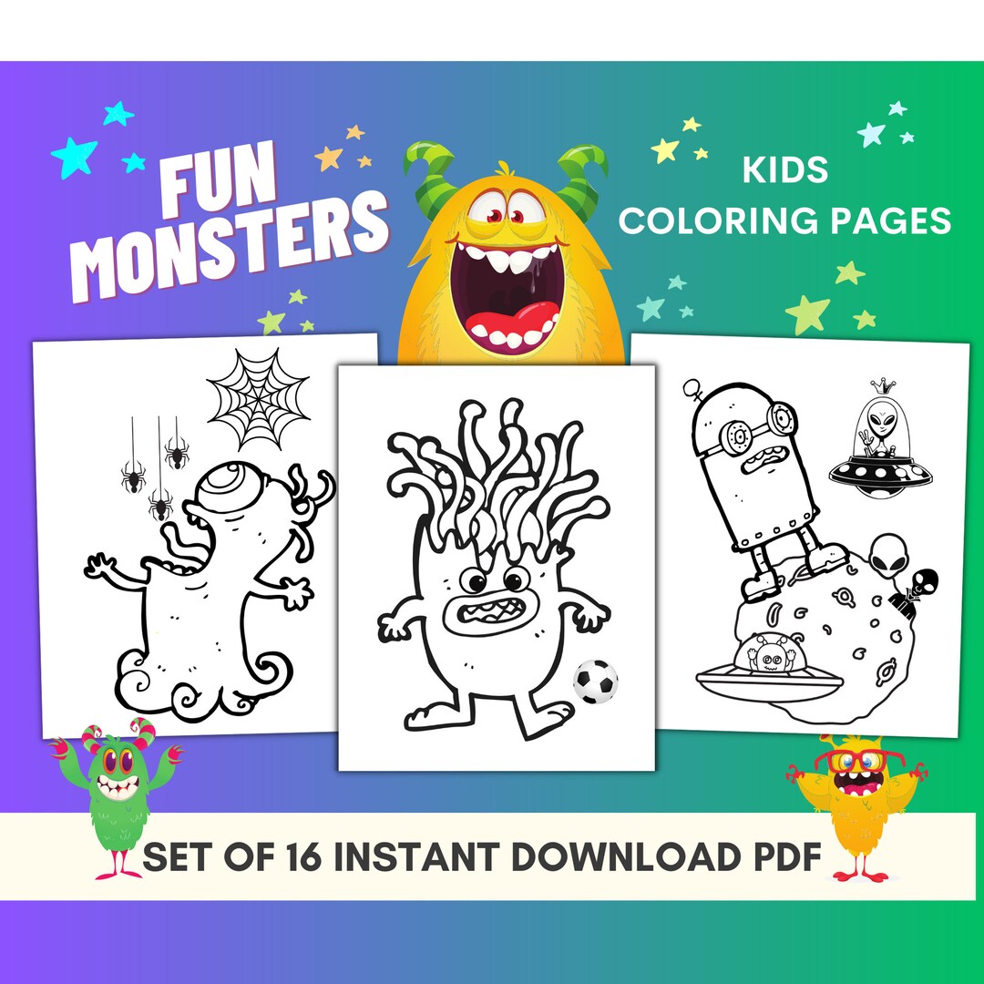 Printable Monsters Coloring Pages Format A4, Creative Activity for ...