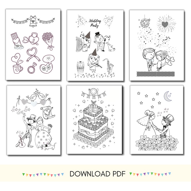 Printable Wedding Coloring Pages for Kids - Instant Download PDF ...