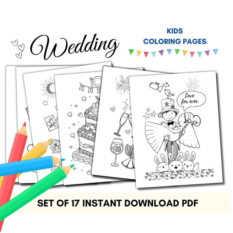 Printable Wedding Coloring Pages for Kids - Instant Download PDF ...