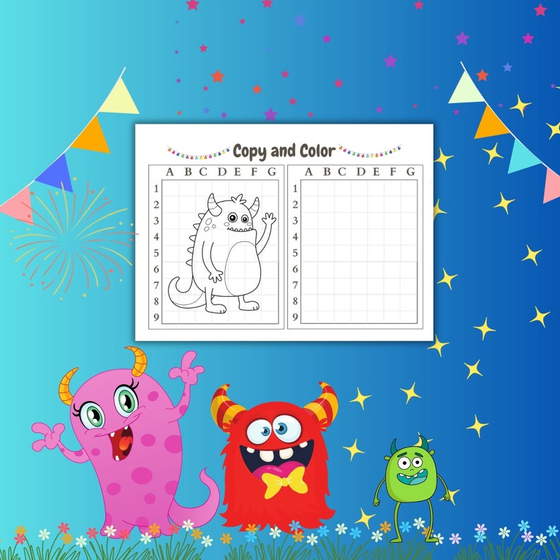 How to Draw Funny Monsters, Grid Method for Kids, Kids Activities ...
