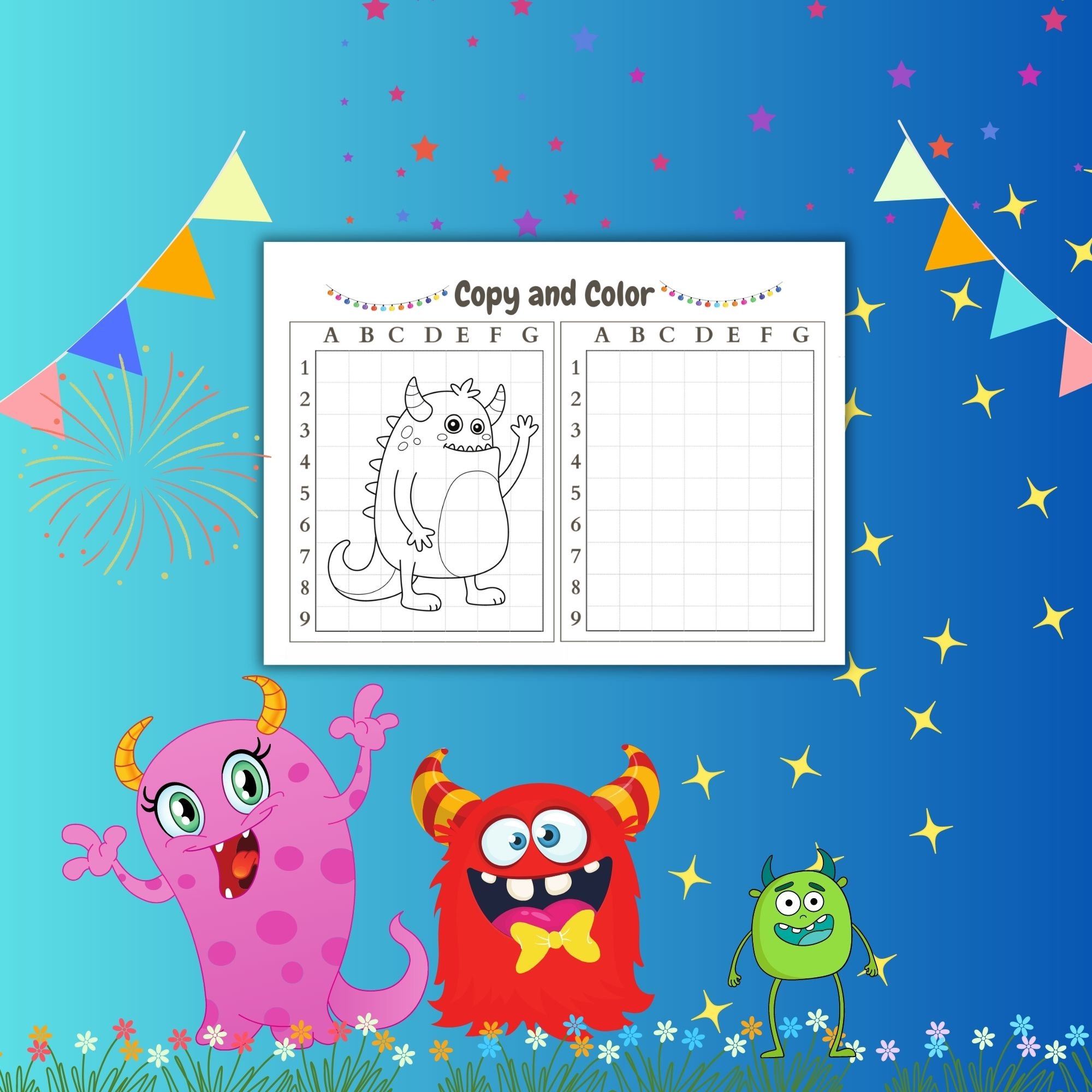 How to Draw Funny Monsters, Grid Method for Kids, Kids Activities ...