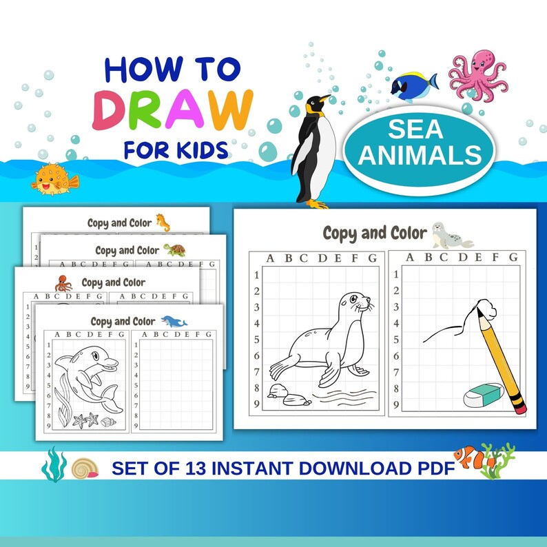 How to Draw, Easy Grid Method for Kids, Kids Activities, Learn to Draw ...