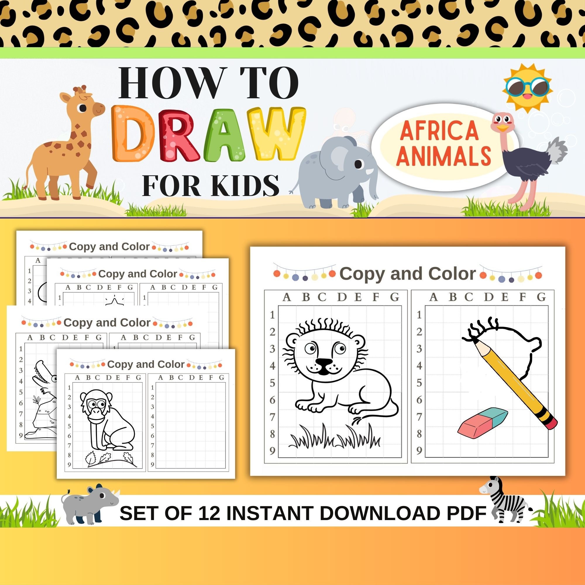 How to Draw Animals, Easy Grid Method for Kids, Kids Activities, Learn ...