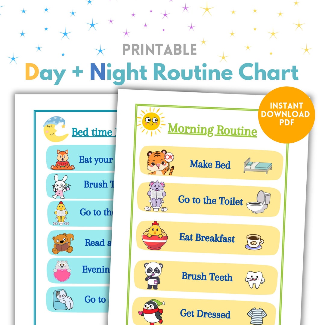 Routine Charts Before Going to School and to Sleep the Evening ...