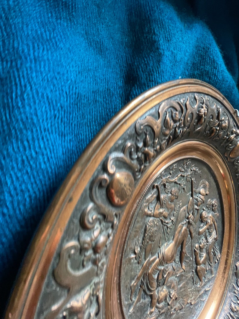 Antique 1872 Bronze Dish: Greek Mythological Scene Repoussé - Etsy