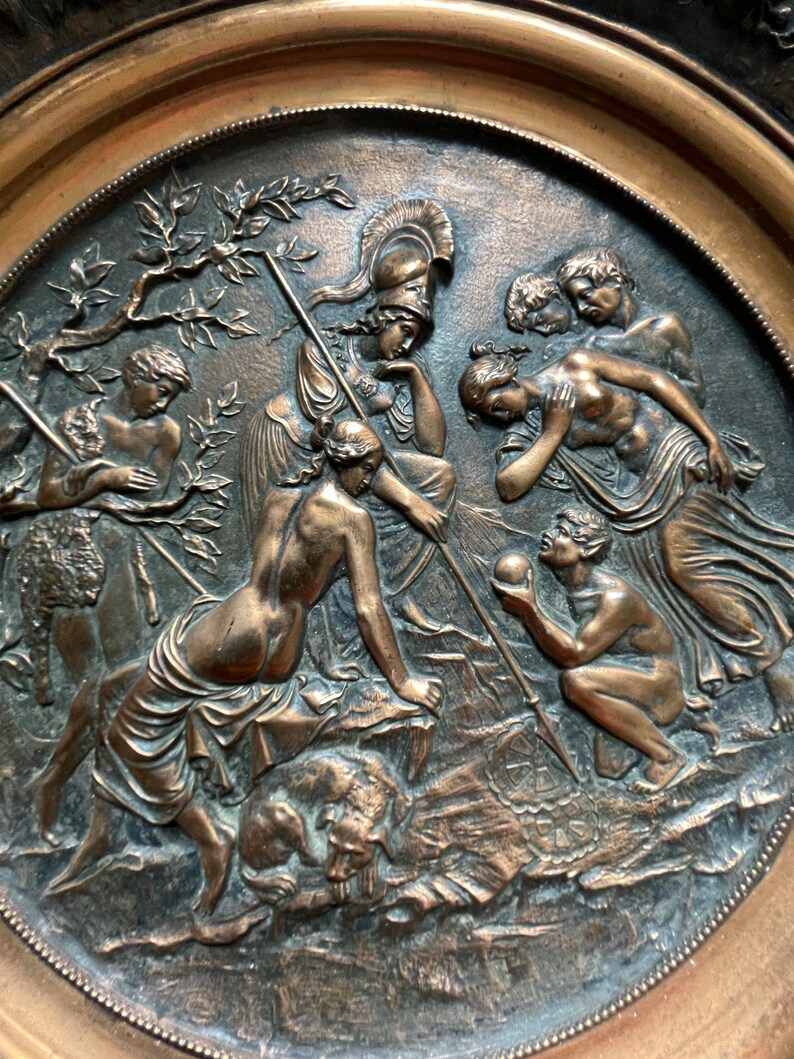Antique 1872 Bronze Dish: Greek Mythological Scene Repoussé - Etsy