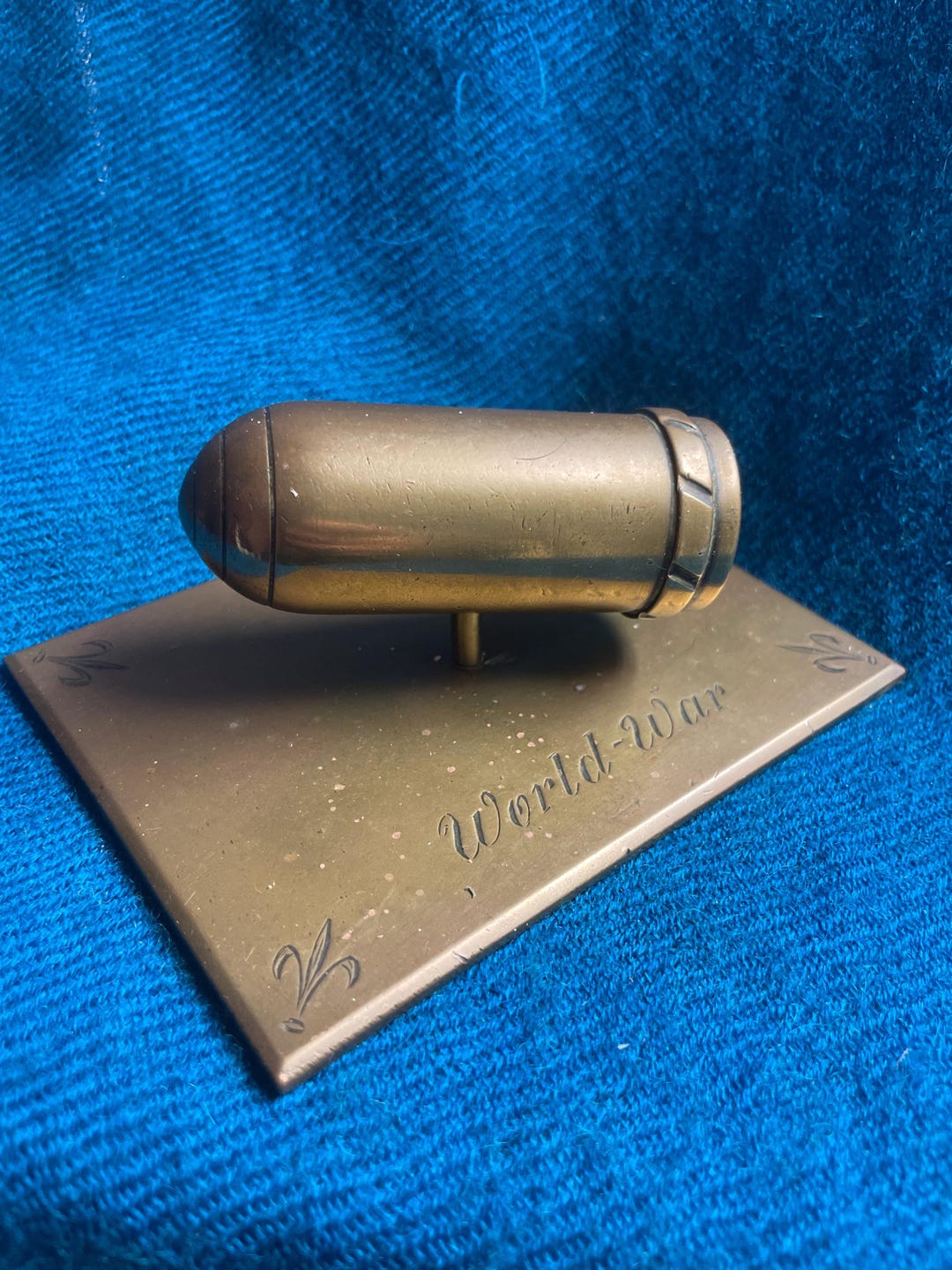 Trench Art Bullet/shell Mounted on Brass Plate - Etsy