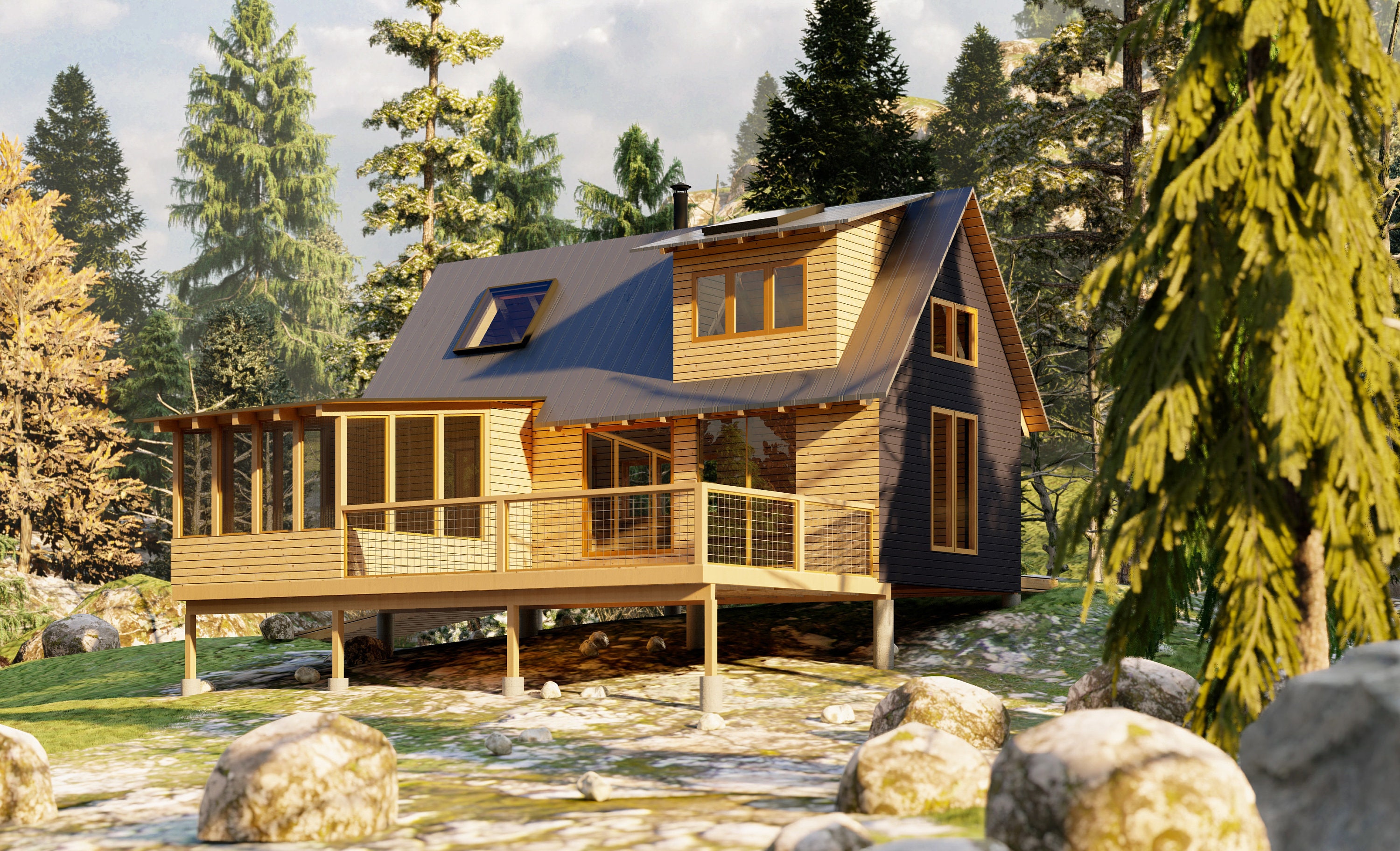 The OG Ravenhouse Cabin, V.2 - 490 Sq Ft - Instant Download Plans - Etsy