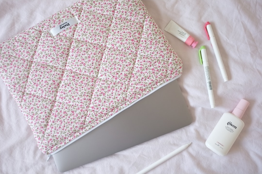 Quilted Laptop iPad Tablet Sleeve in Pink Rose With Pink Gingham Lining ...