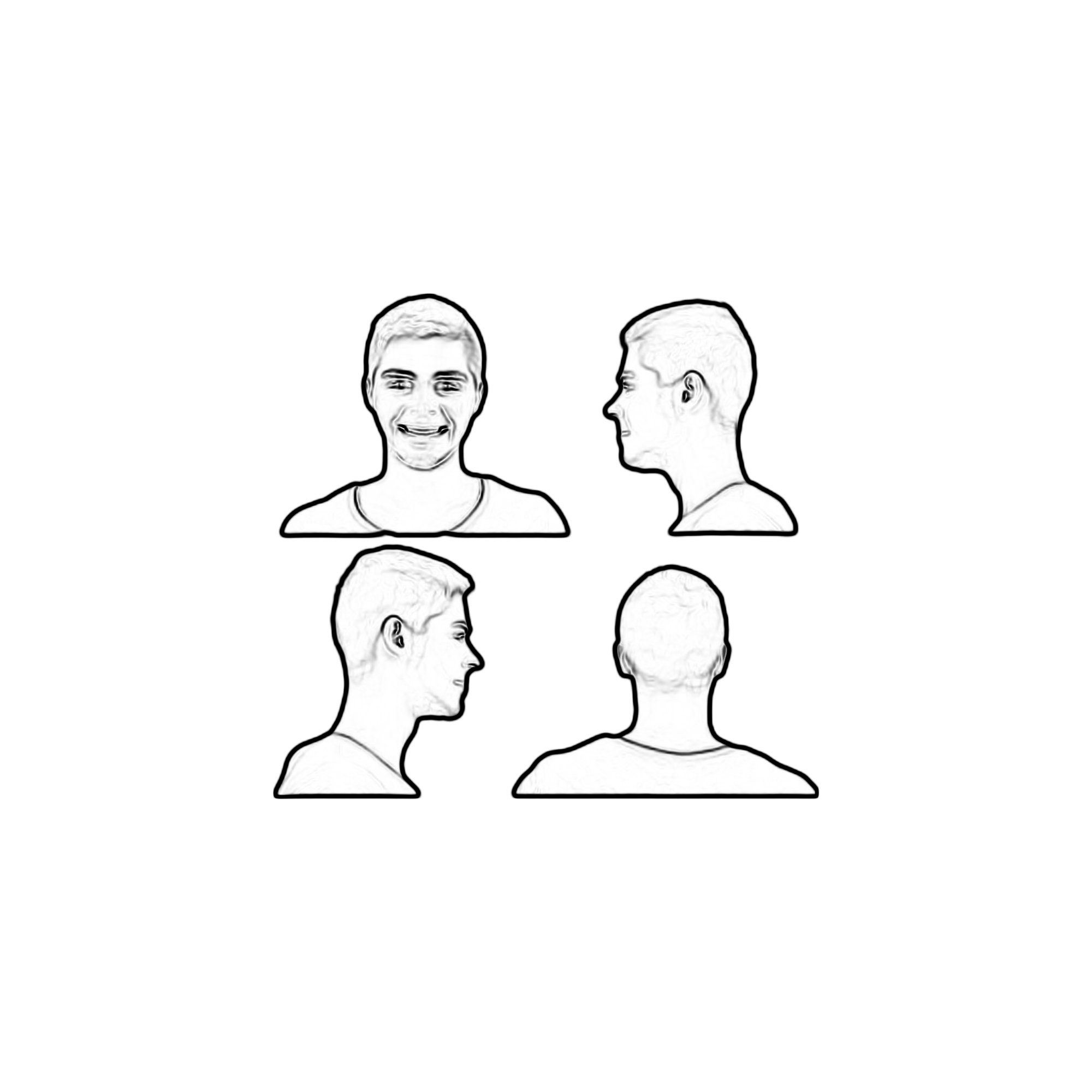 Cartoon Faces Front and Side View, Cartoon Design Bundles, Cartoon ...