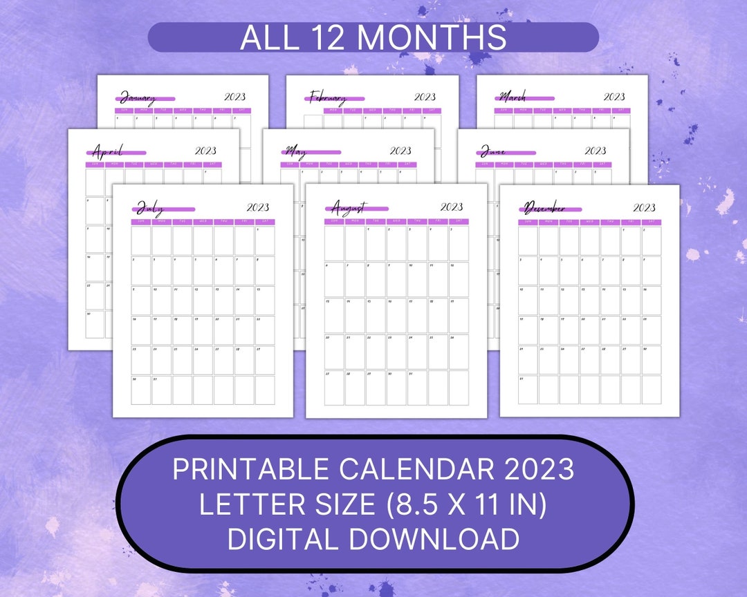 Monthly Calendar 2023, Simple Calendar, Printable Calendar 2023 ...