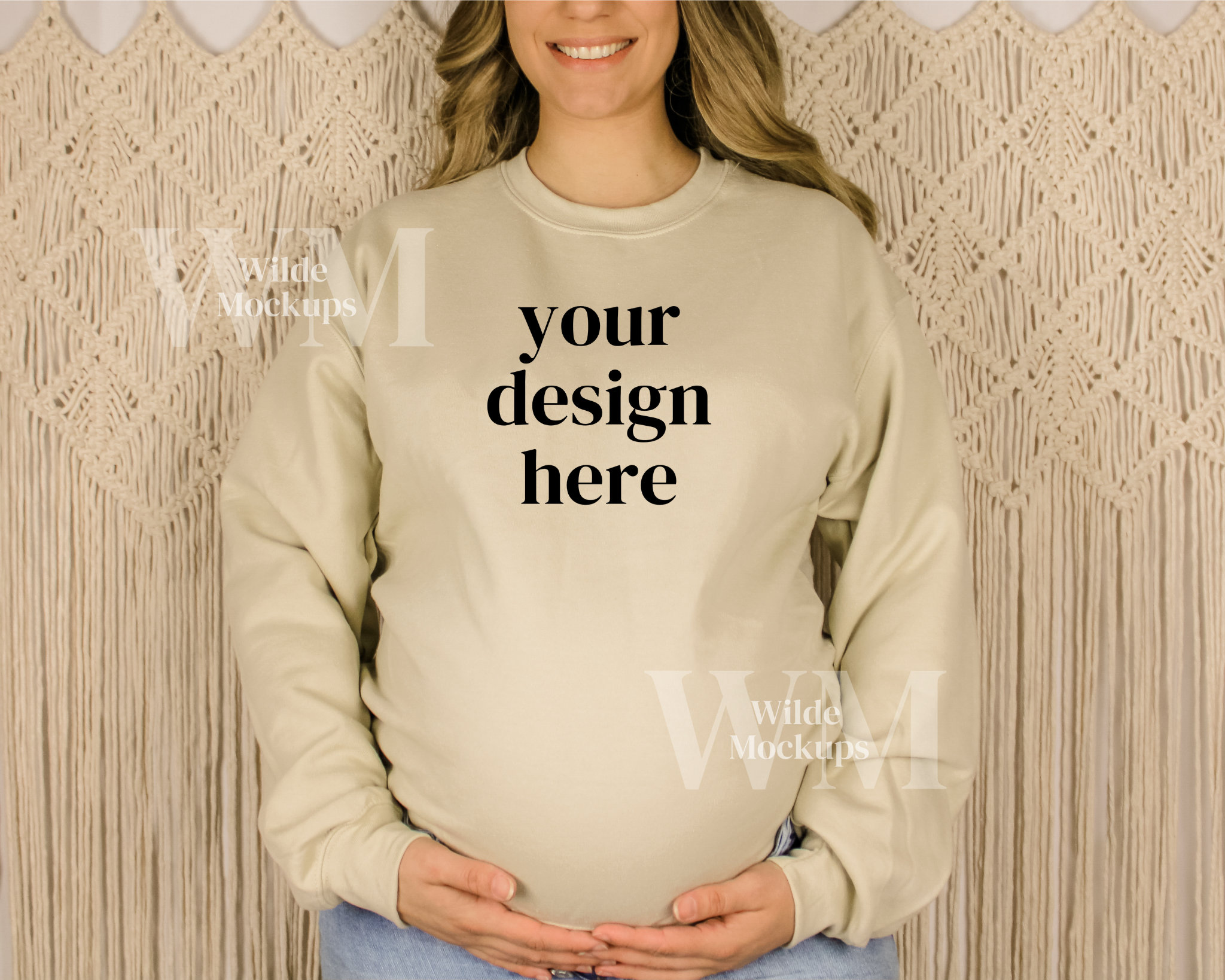 Gildan 18000 Mockup | Gildan Sand Sweatshirt Mockup | Pregnancy Mockup ...