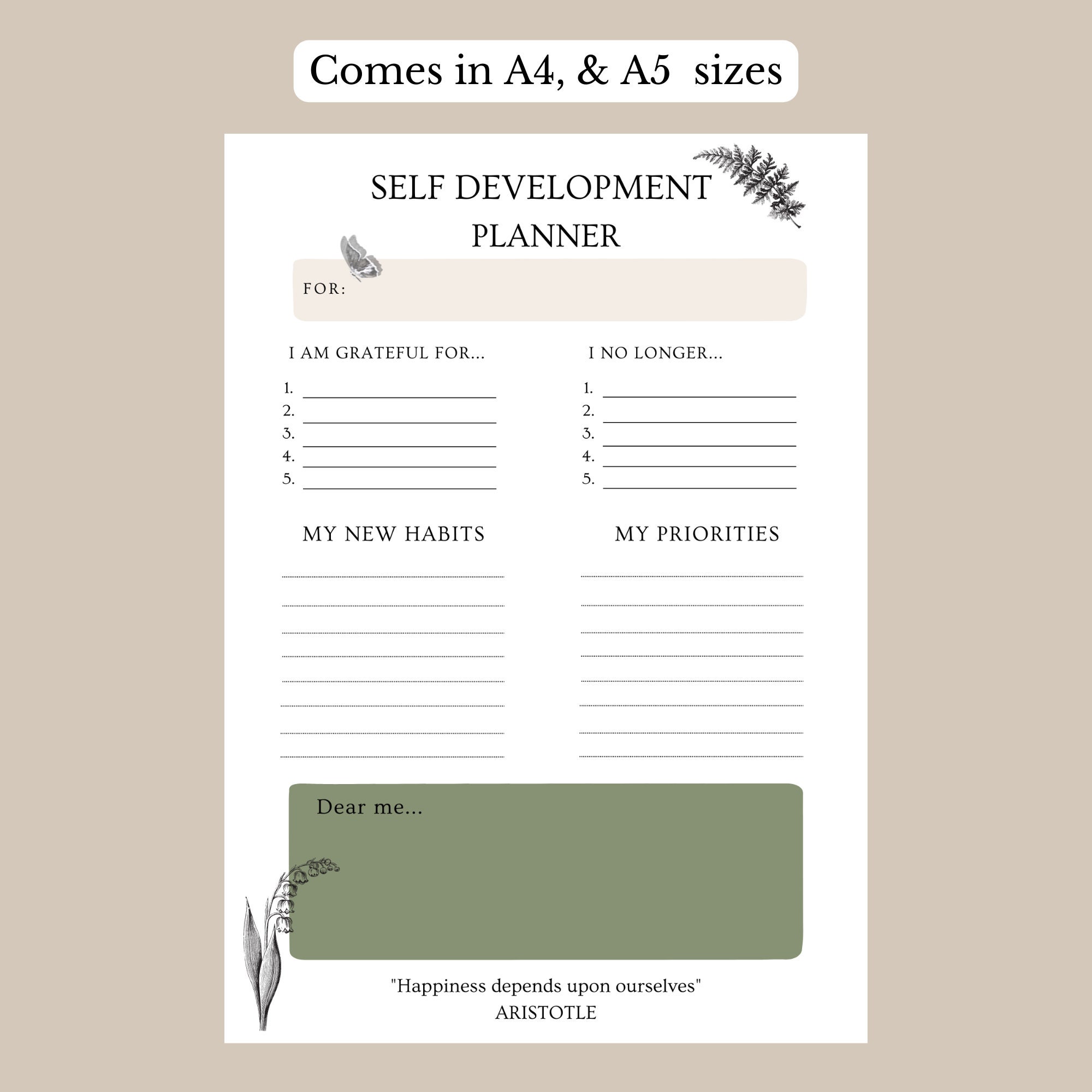 Self Development Daily Planner Printable, Task List, Meal Planner ...