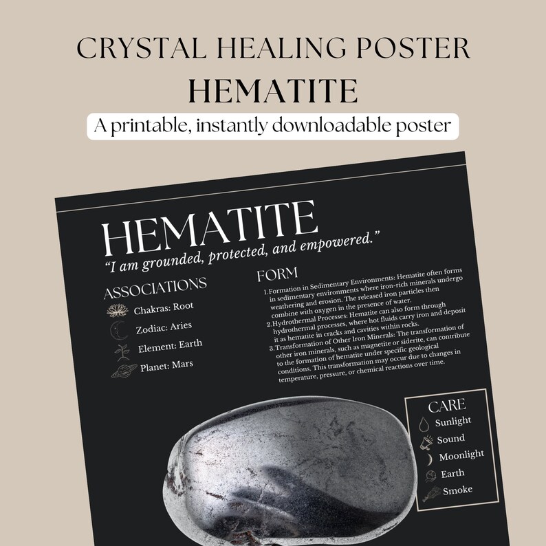 Hematite Crystal Printable Poster - Digital Download - Etsy
