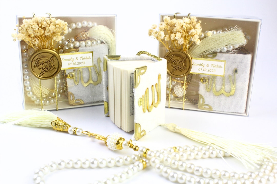 10 PCS Mini Quran Tasbeeh Box Gift Set, Luxury Mini Quran Favor ...