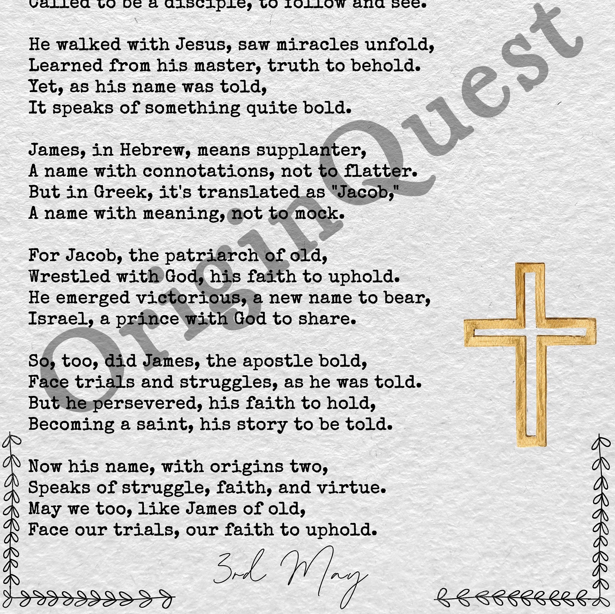 Printable James Poem, Name Poem, Digital Poem, Saint James Downloadable ...