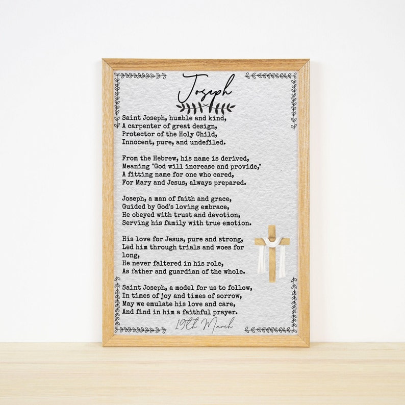 Printable Joseph Poem, Name Poem, Digital Poem, Saint Joseph ...