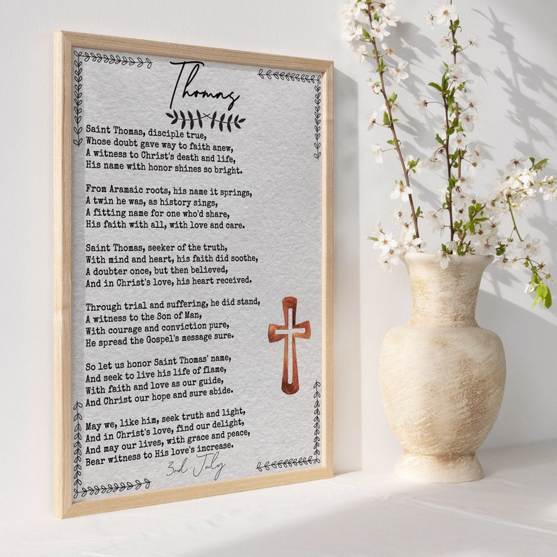 Printable Thomas Poem, Name Poem, Digital Poem, Saint Thomas ...