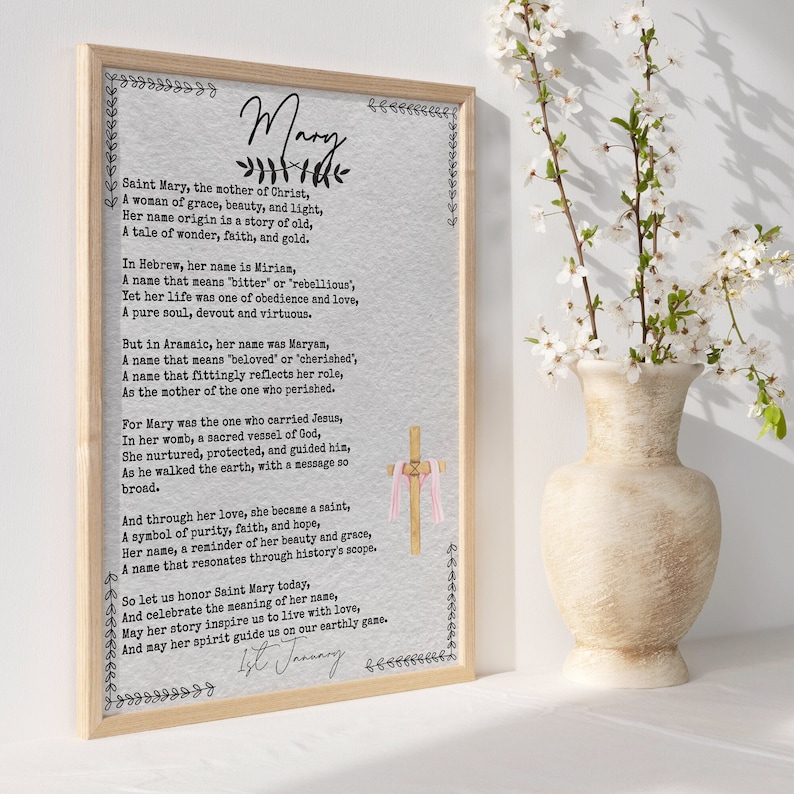 Printable Mary Poem, Name Poem, Digital Poem, Saint Mary Downloadable ...