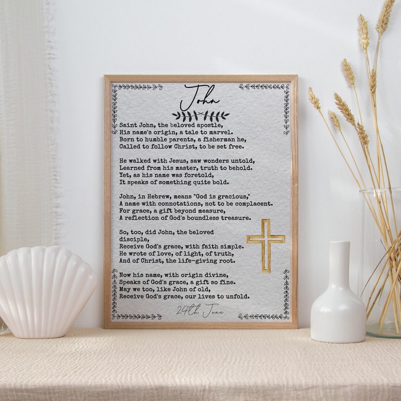 Printable John Poem, Name Poem, Digital Poem, Saint John Downloadable ...