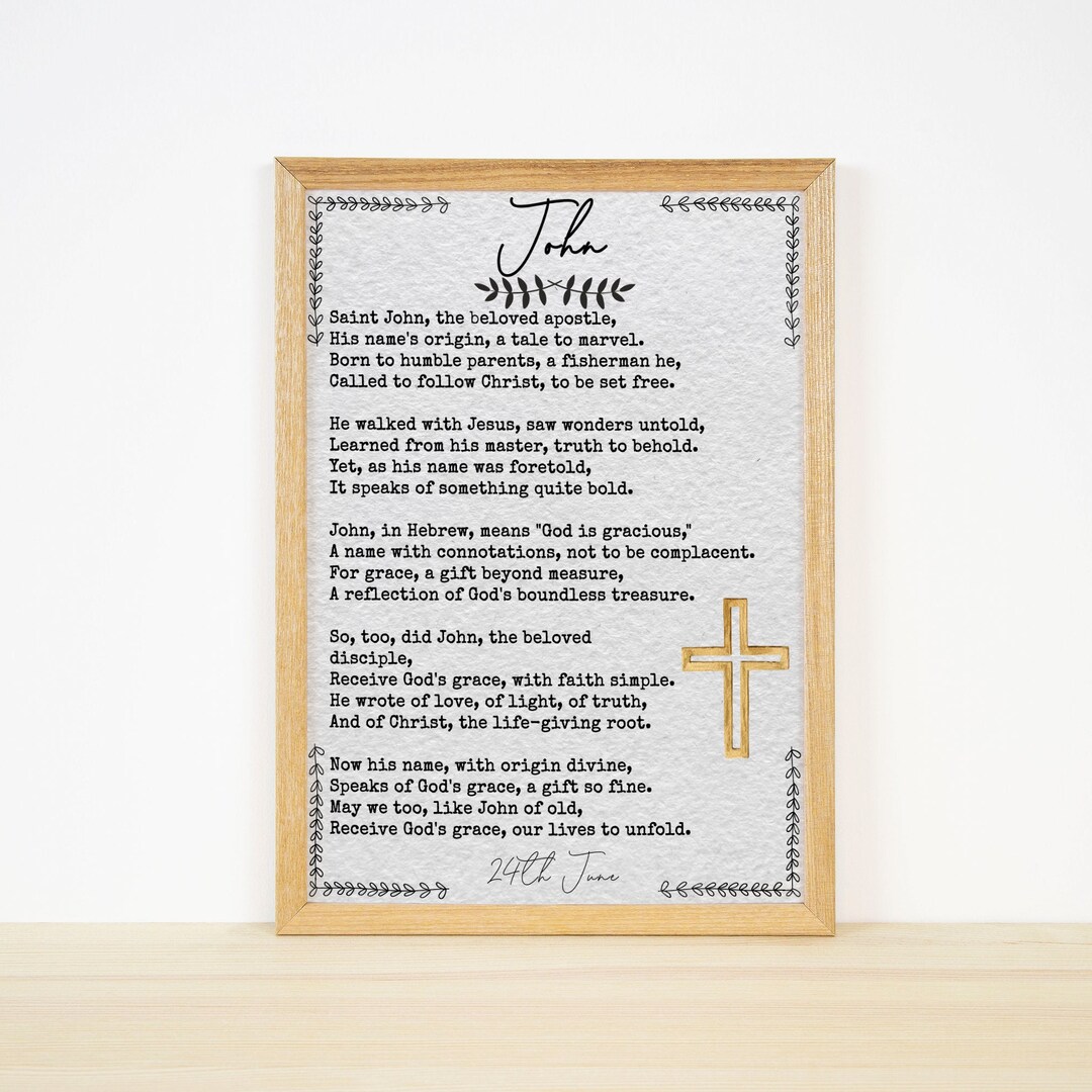Printable John Poem, Name Poem, Digital Poem, Saint John Downloadable ...