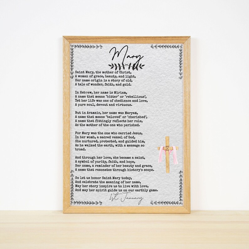 Printable Mary Poem, Name Poem, Digital Poem, Saint Mary Downloadable ...