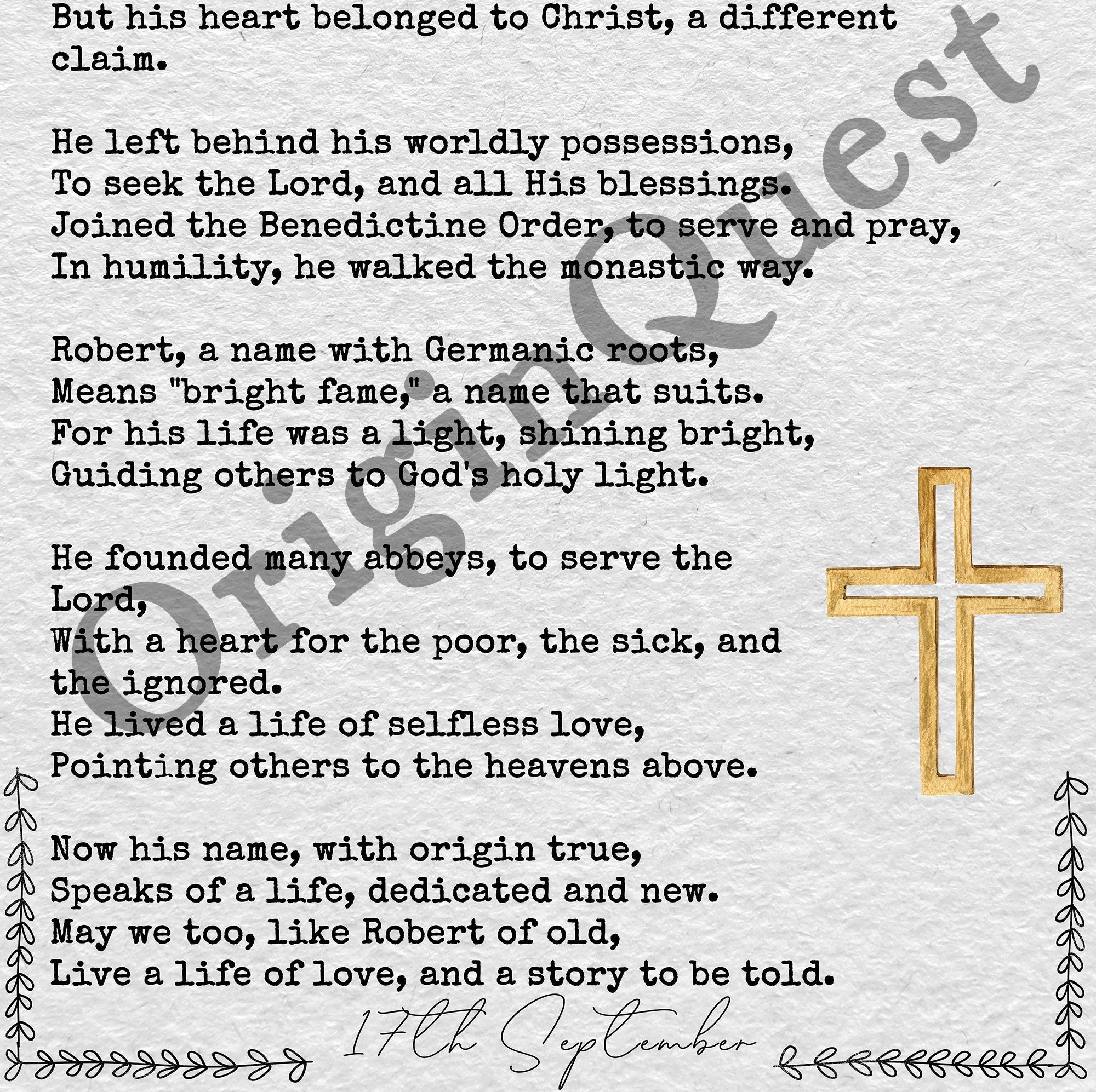 Printable Robert Poem, Name Poem, Digital Poem, Saint Robert ...